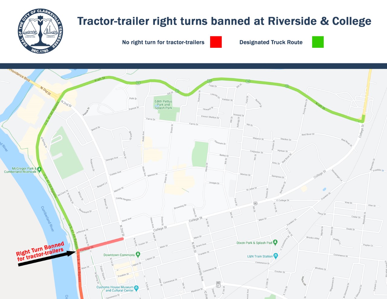 Ban on tractor-trailer right turns at Riverside Drive and College ...