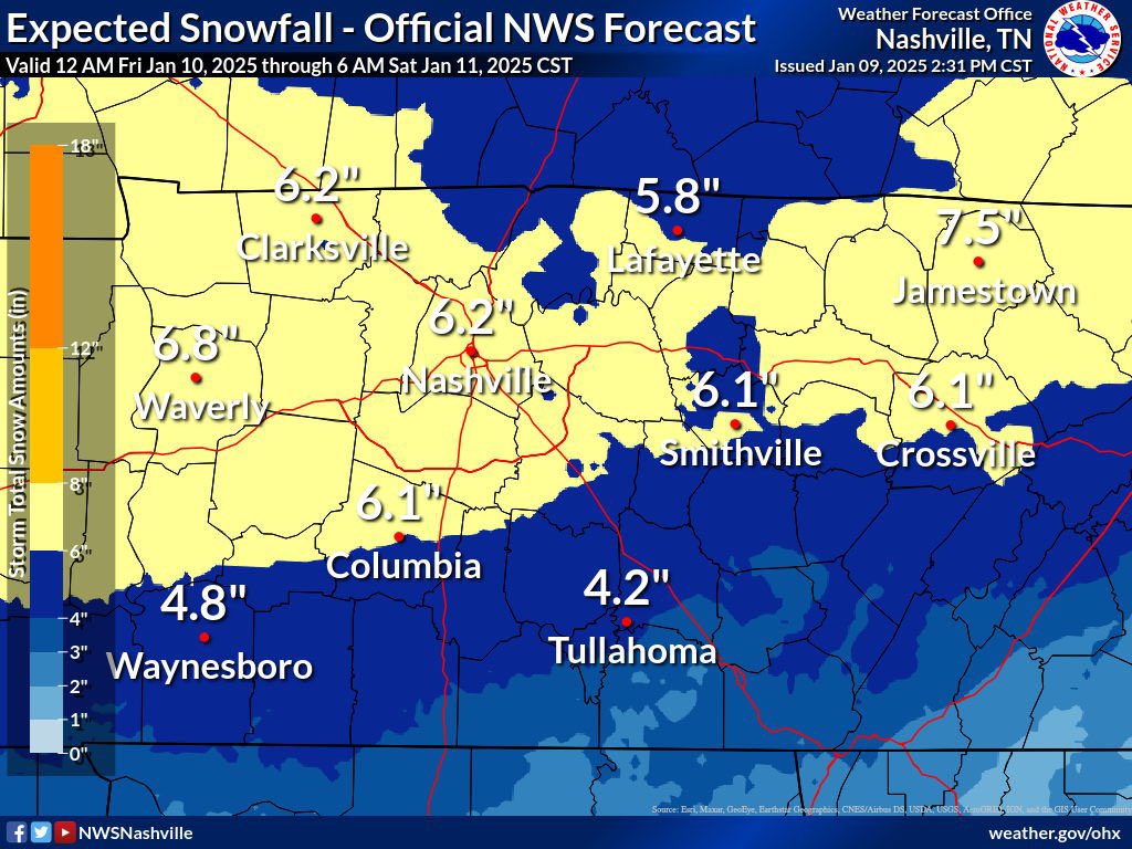 UPDATE: 6-8 inches of snow forecast for Clarksville, governor declares ...